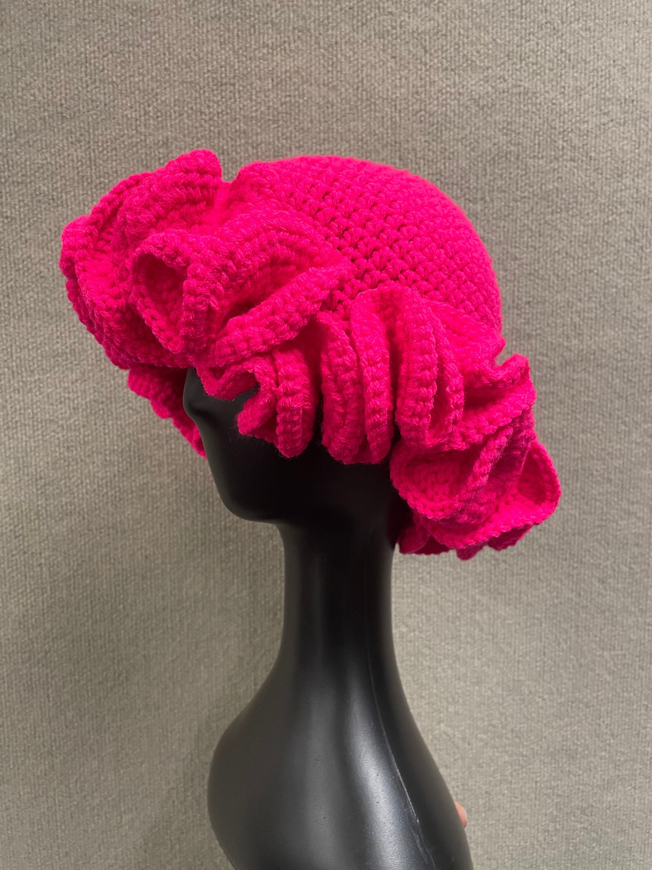 Crochet Solid Dramatic Ruffle Wavy Hat - Etsy