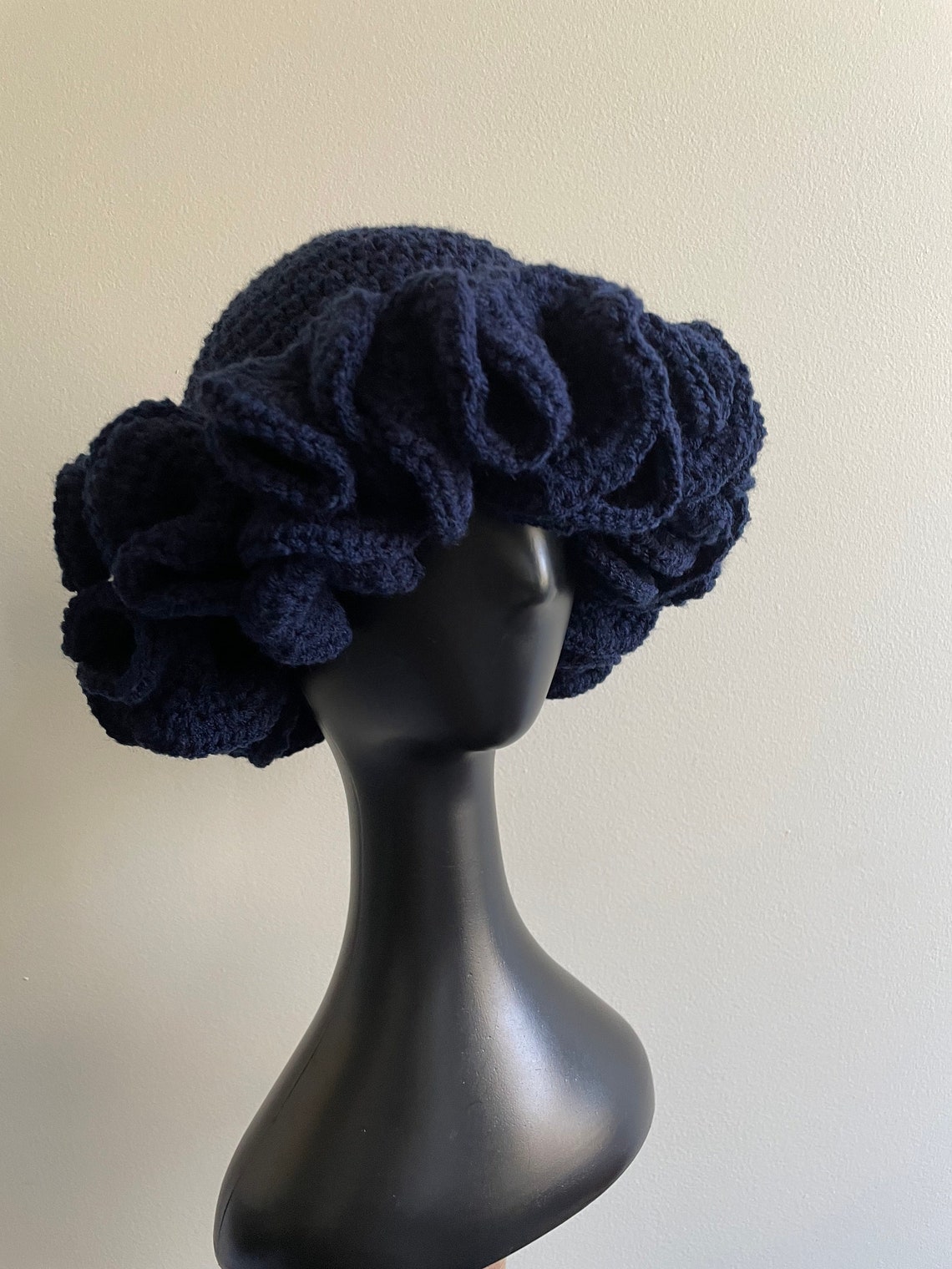 Crochet Solid Dramatic Ruffle Wavy Hat - Etsy