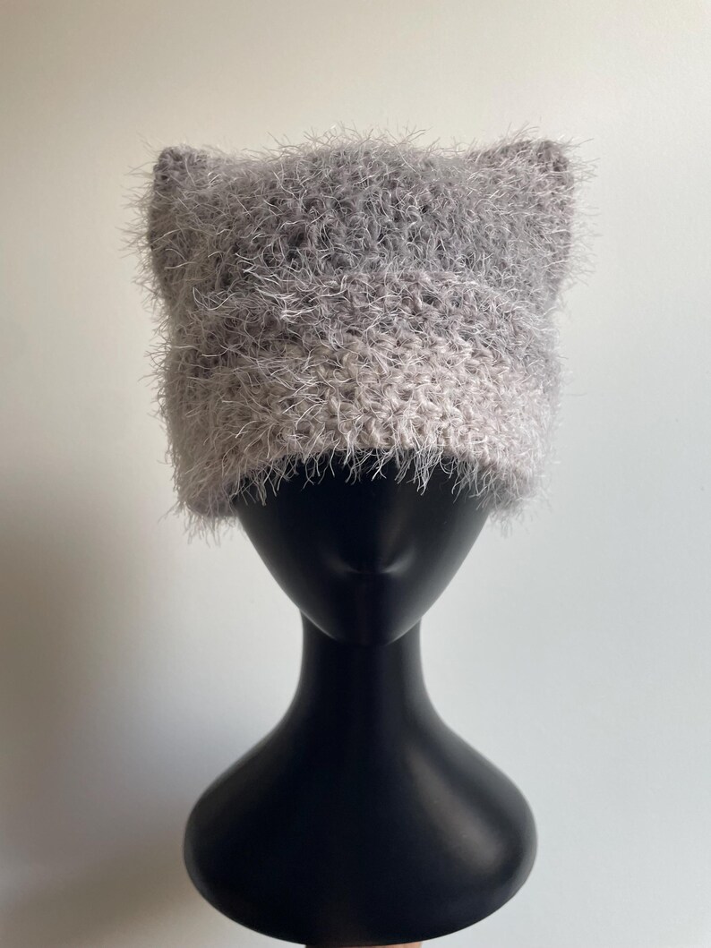 Fuzzy Crochet Cat Beanie - Etsy