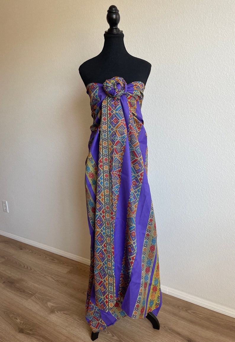 Purple Geometric Malong Sarong: Cotton Beach Cover-up - Etsy