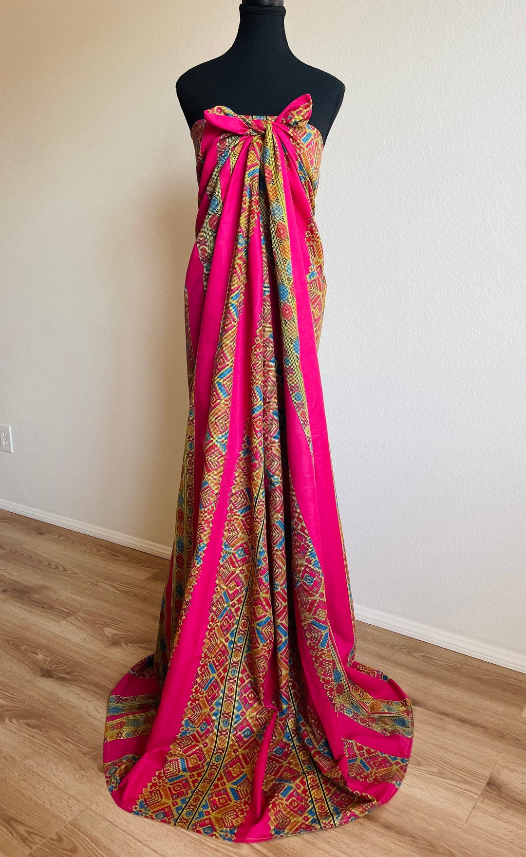 Malong Landap Maranao Hot Pink Maxi Dress Skirt Pattern Bohemian ...
