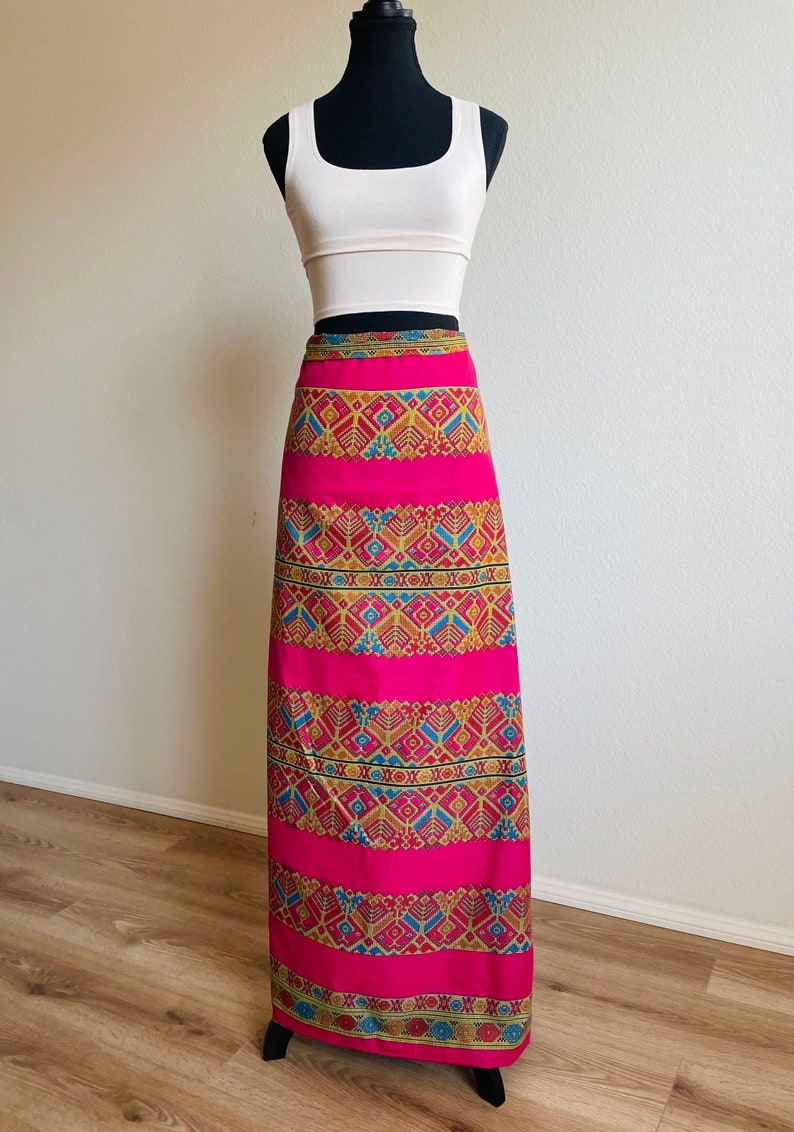 Malong Landap Maranao Hot Pink Maxi Dress Skirt Pattern Bohemian ...