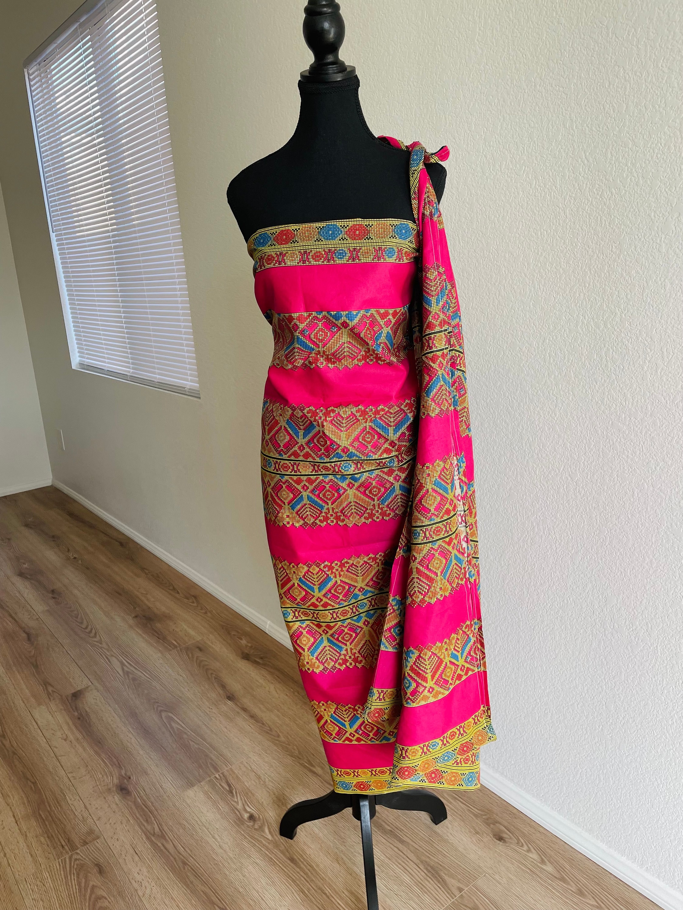 Malong Landap Maranao Hot Pink Maxi Dress Skirt Pattern Bohemian ...