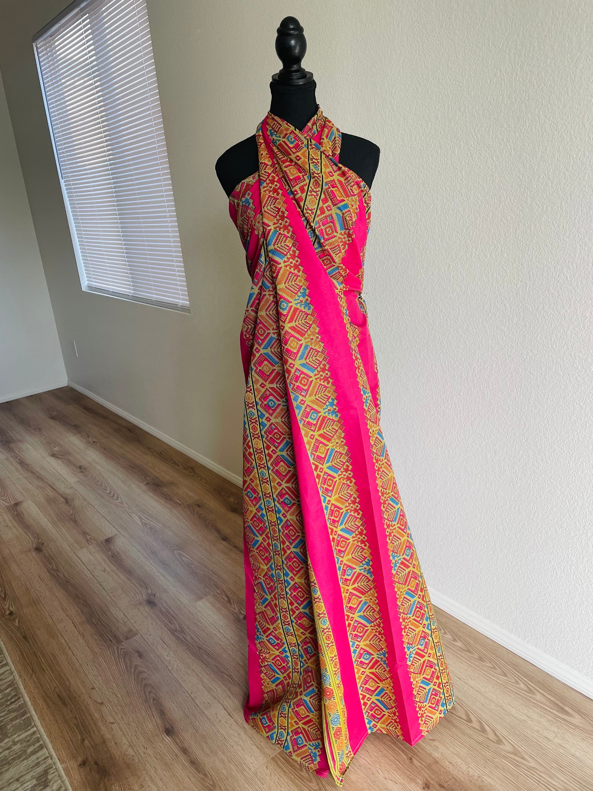 Malong Landap Maranao Hot Pink Maxi Dress Skirt Pattern Bohemian ...