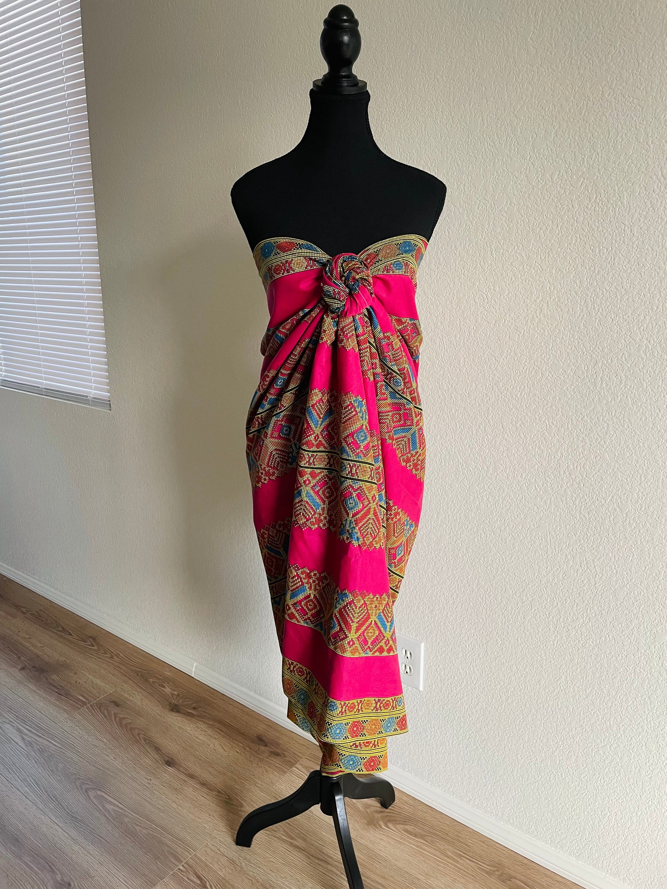 Malong Landap Maranao Hot Pink Maxi Dress Skirt Pattern Bohemian ...