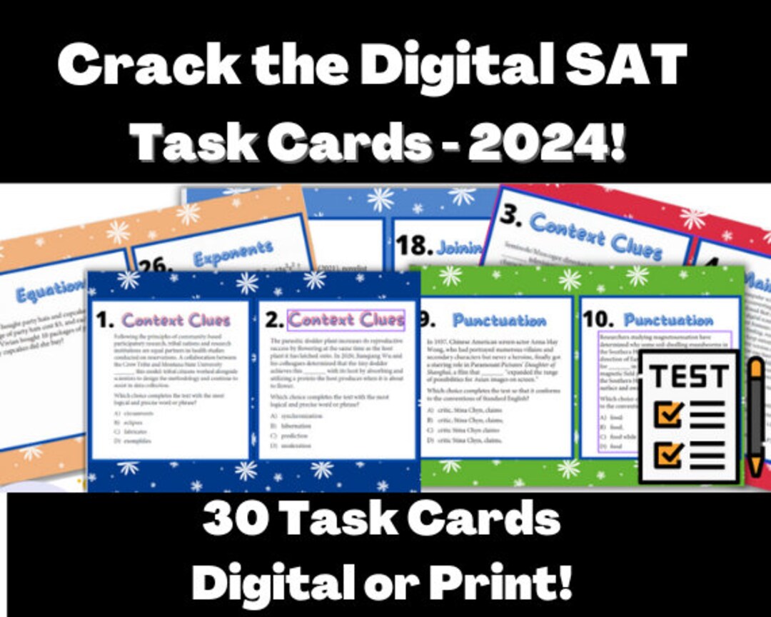SAT Exam Prep 2024: ALL SUBJECTS Task Cards With Answer Key! - Etsy