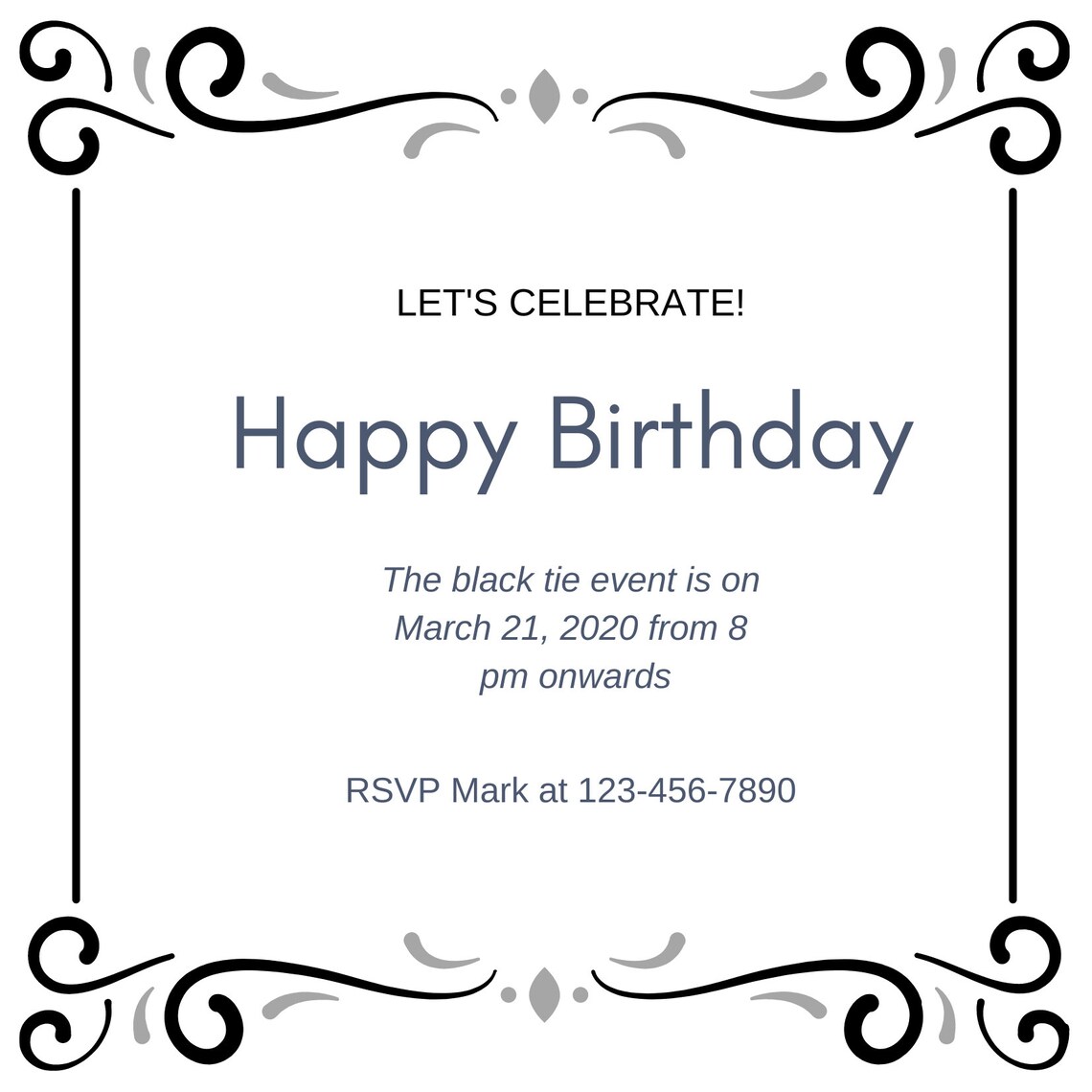 Minimalist Birthday Invites Custom Birthday Invites Editable Invitation ...