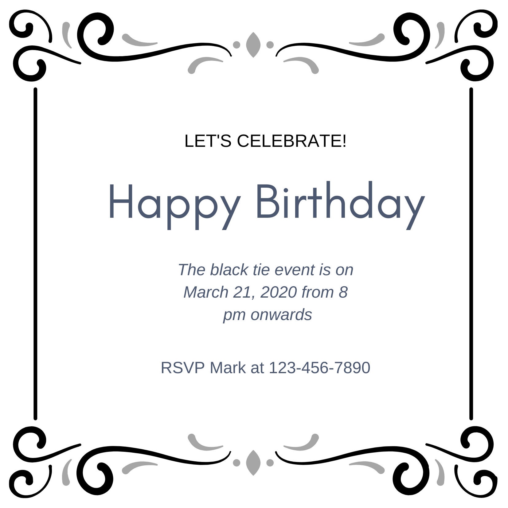 Minimalist Birthday Invites Custom Birthday Invites Editable Invitation ...