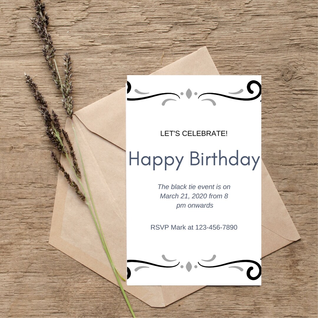 Minimalist Birthday Invites | Custom Birthday Invites | Editable ...