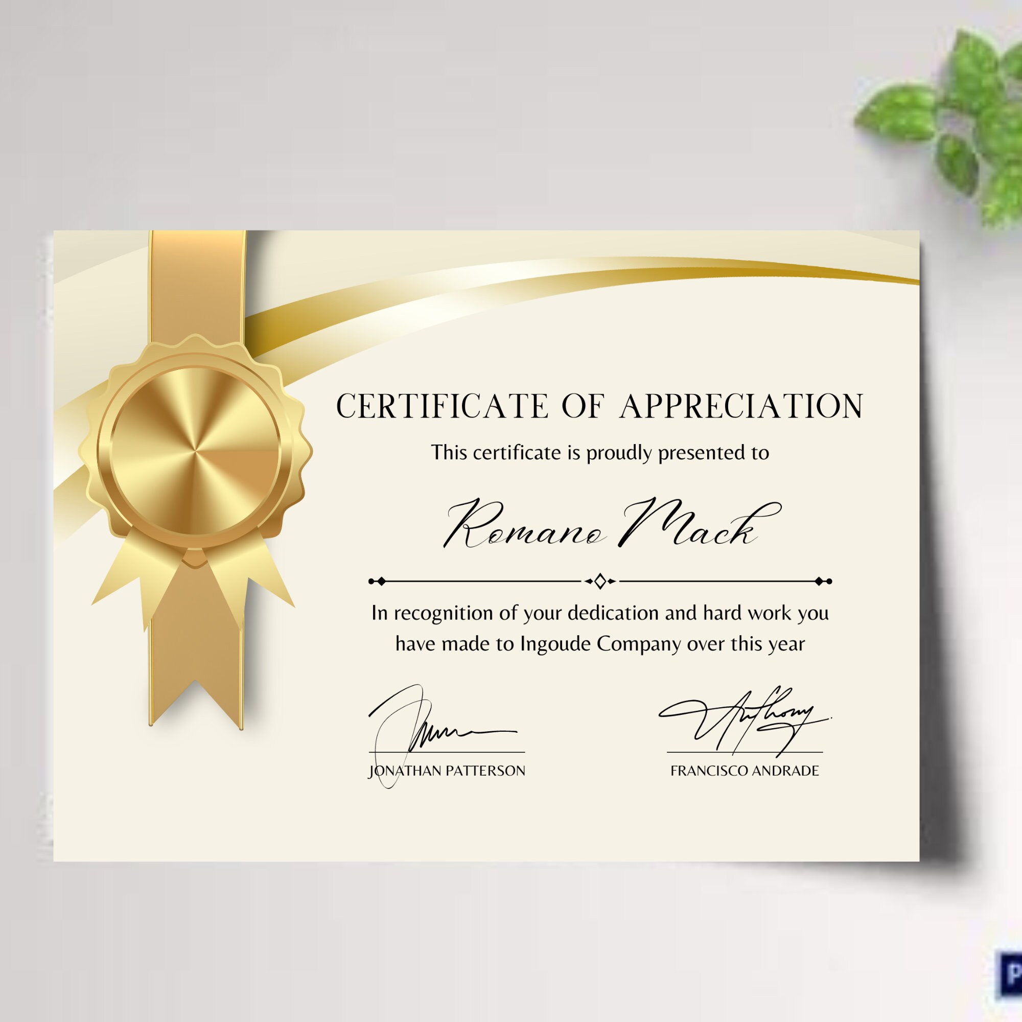 Elegant Certificate of Appreciation | Office Wall Decor |recognition ...