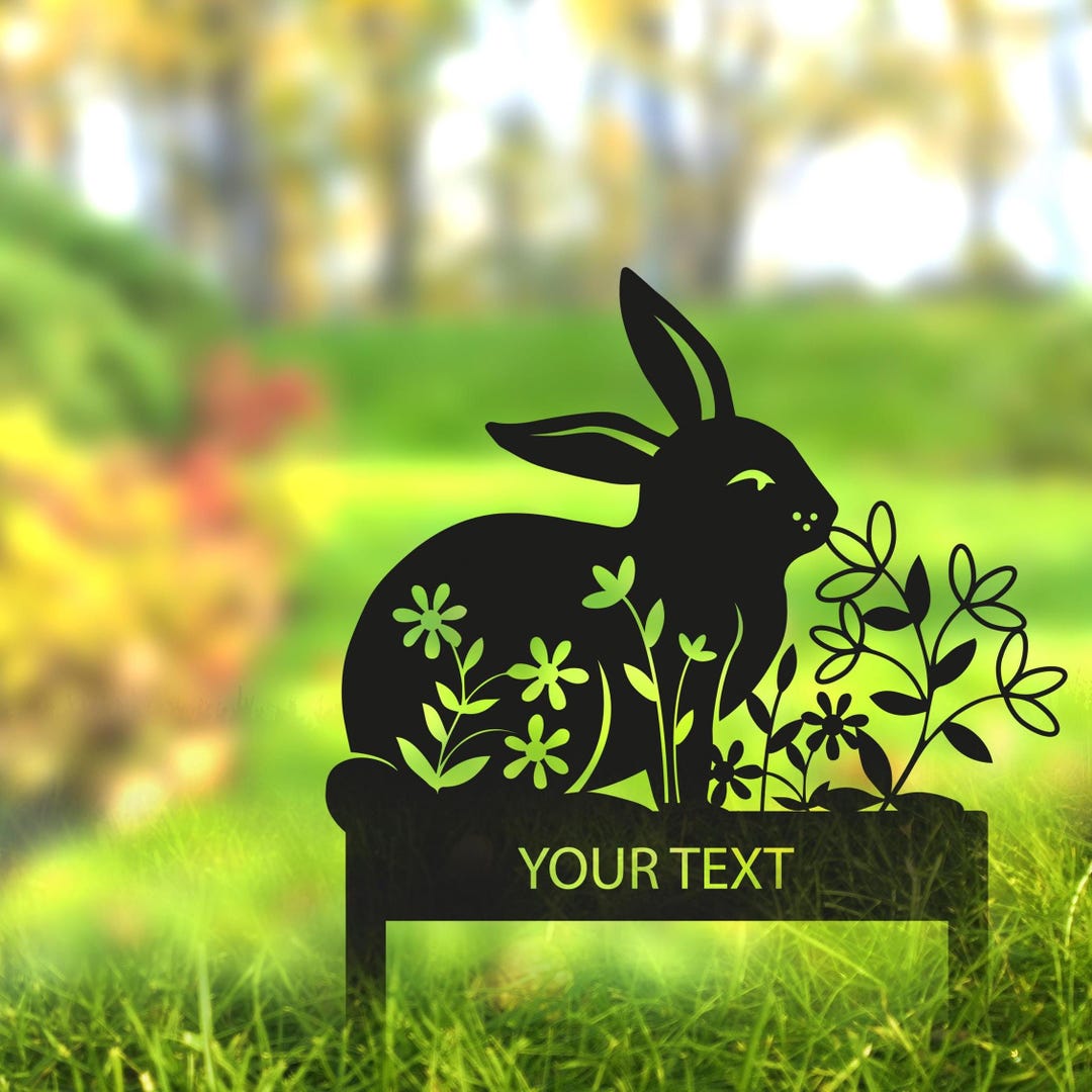 Custom Rabbit Memorial Grave Marker, Metal Bunny Garden Sign ...