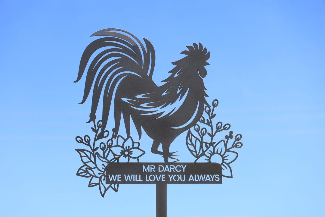 Personalized Rooster Grave Marker, Custom Metal Memorial Stake, Pet ...