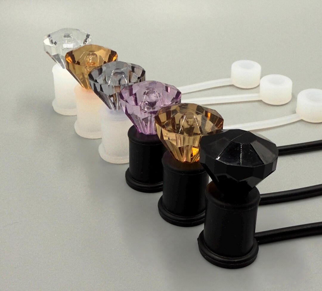 Neutral/black Base Diamond Gem Straw Toppers - Etsy