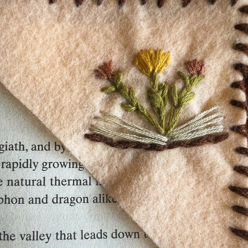 Custom Hand Embroidered Corner Bookmark - Etsy