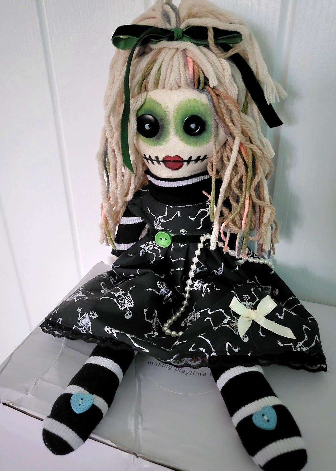 Handmade Gothic Art Doll 16 OOAK Weird Ragdoll Fantasy Creepy Button ...