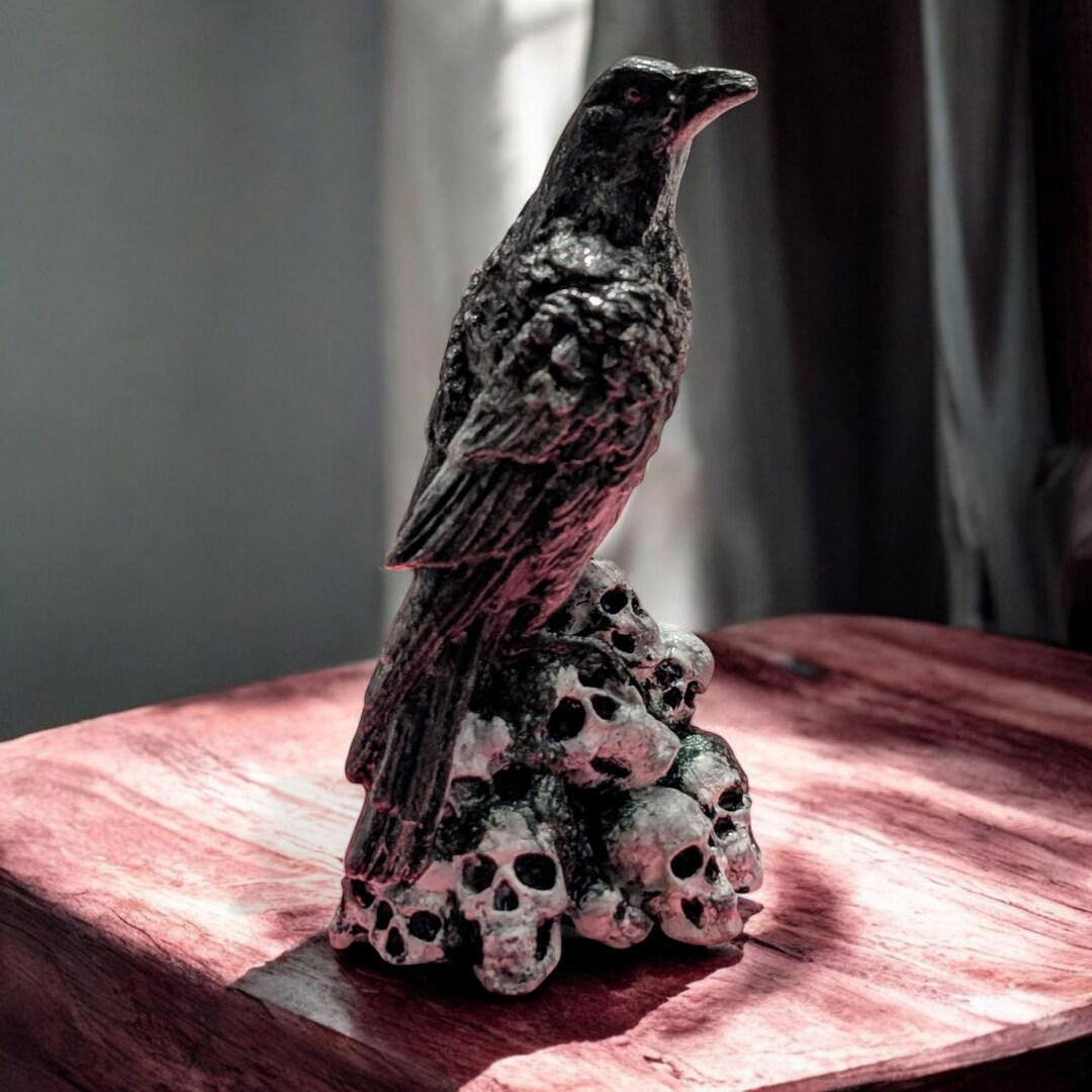 Small Crow Sitting on a Pile of Human Skulls Handmade + Hand Painted ...