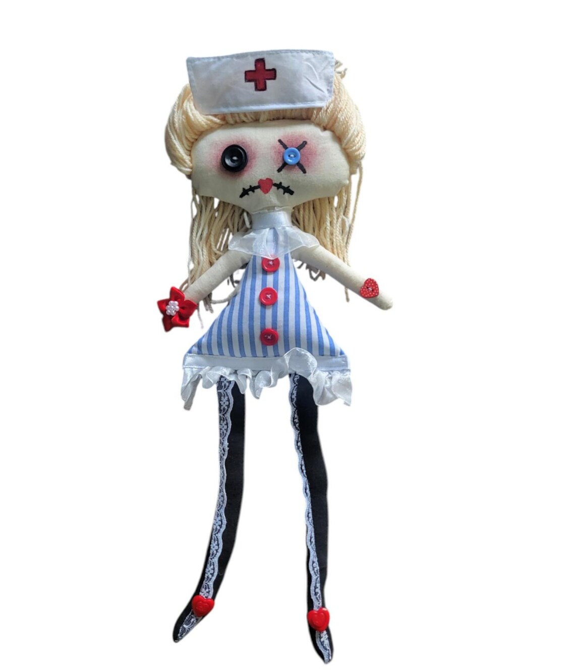 Handmade Gothic Art Doll: Creepy Nurse Ragdoll, Collectible Freaky Gift ...