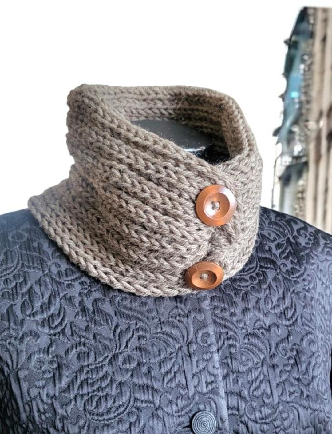 Pure Wool Light Brown Snood Neck Warmer 100% Virgin Wool Slip Over Head ...