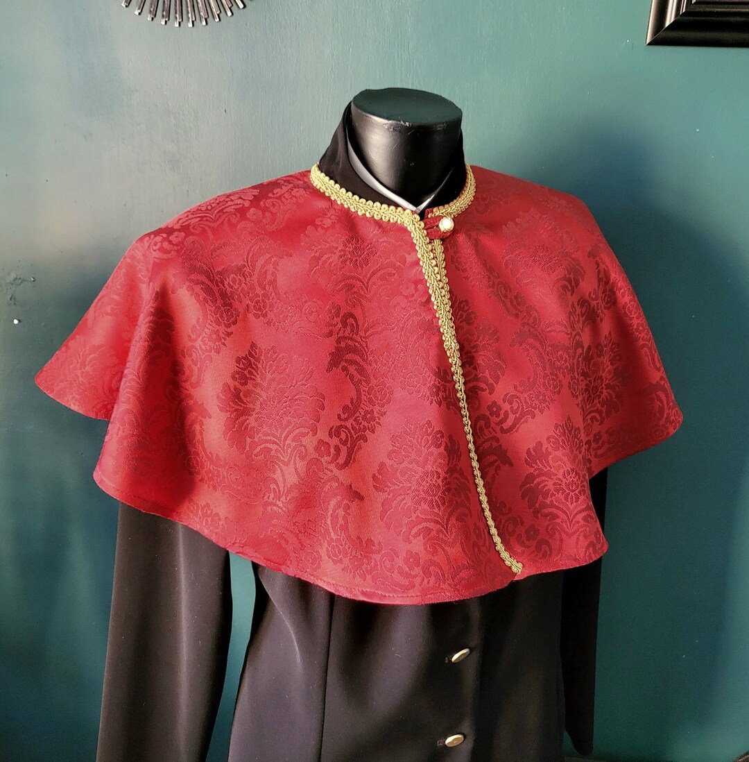 Deep Red Jacquard Damask With Gold Braid Victorian Steampunk Wedding ...