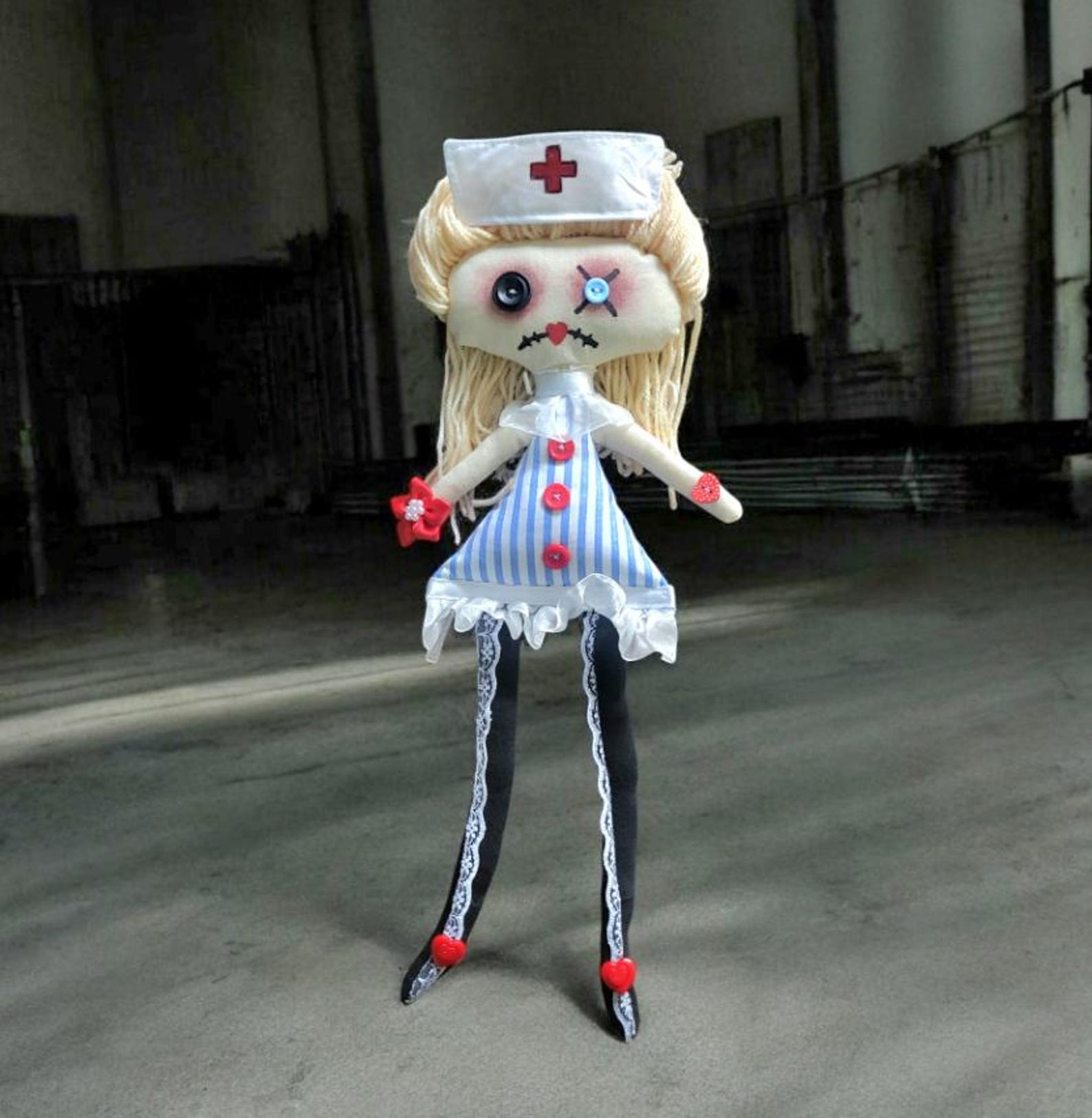 Handmade Gothic Art Doll: Creepy Nurse Ragdoll, Collectible Freaky Gift ...