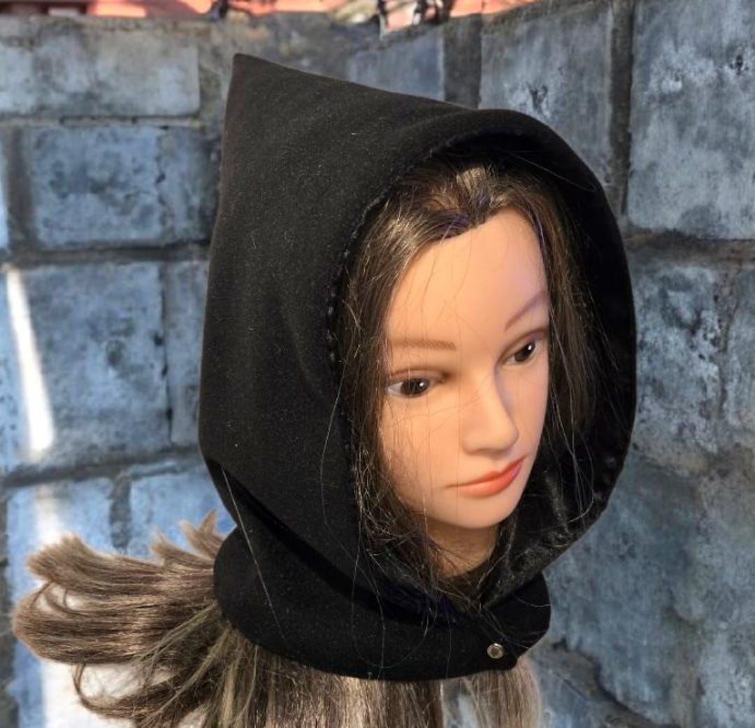 Black Hood Satin Lining Goth Larp Reenactment Whimsical Fairy Adult ...