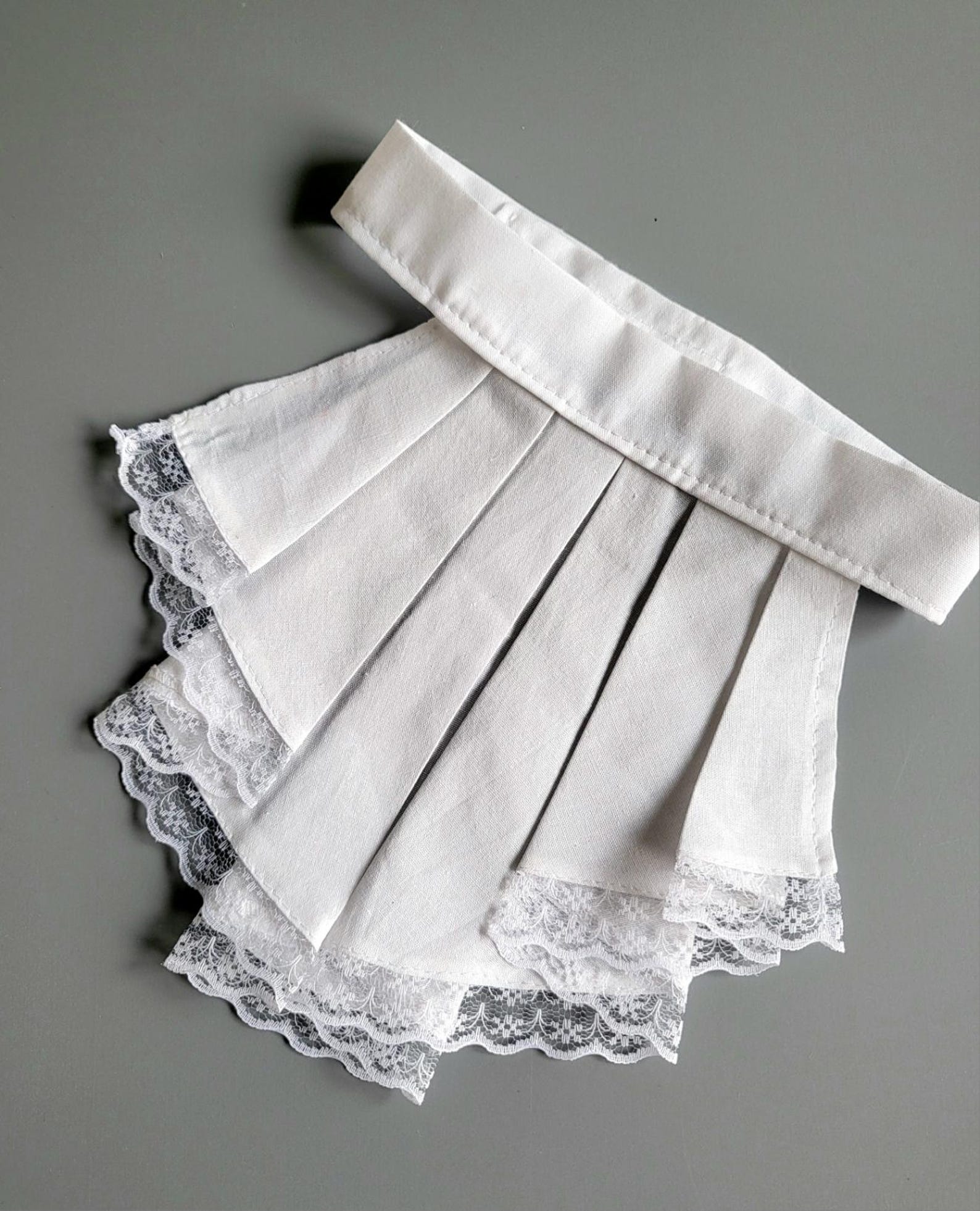 White Cotton Jabot Cravat With Lace Neck Frill Victorian Steampunk ...