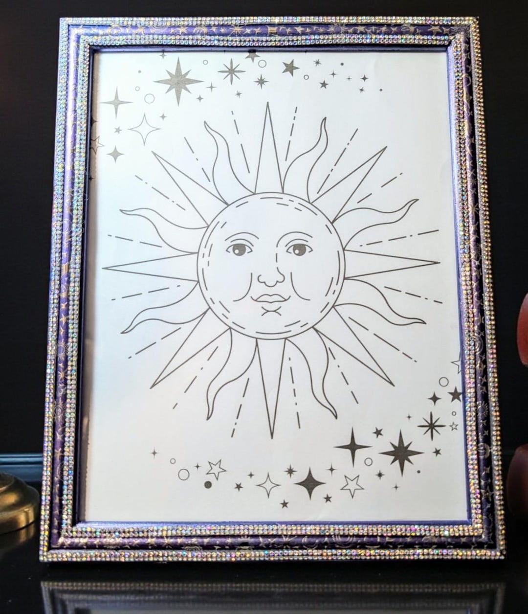 Celestial Photo Frame: Purple, Silver Sun, Moon, Stars, Diamanté Border ...
