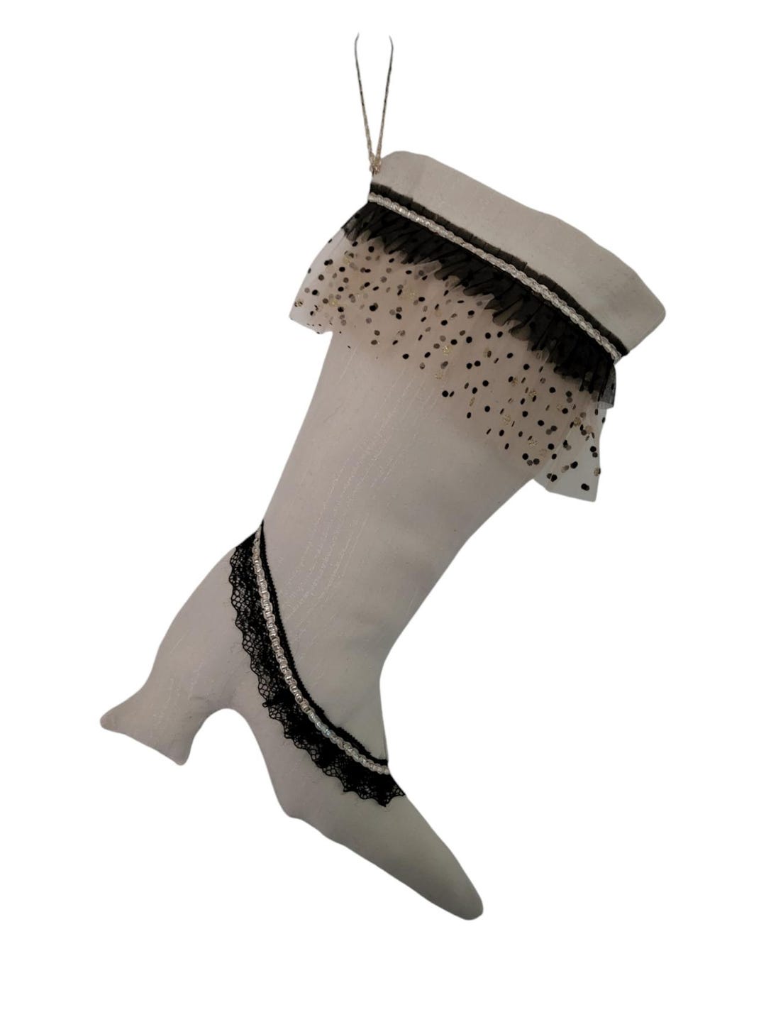 Christmas Stocking Stiletto High Heel Boot Xmas Cream Jacquard Gold ...