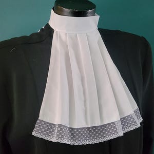 White Cotton Jabot Cravat Neck Frill With Lace Edge Victorian Steampunk ...