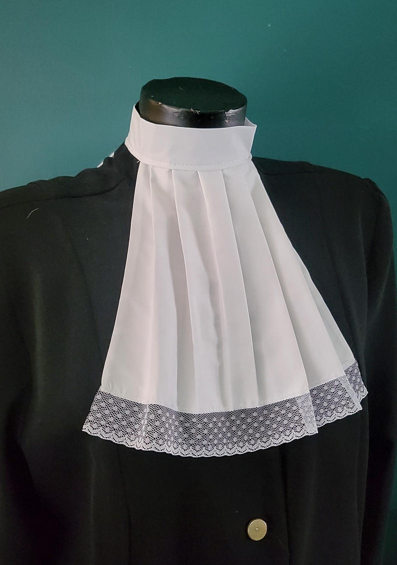 White Cotton Jabot Cravat Neck Frill With Lace Edge Victorian Steampunk ...