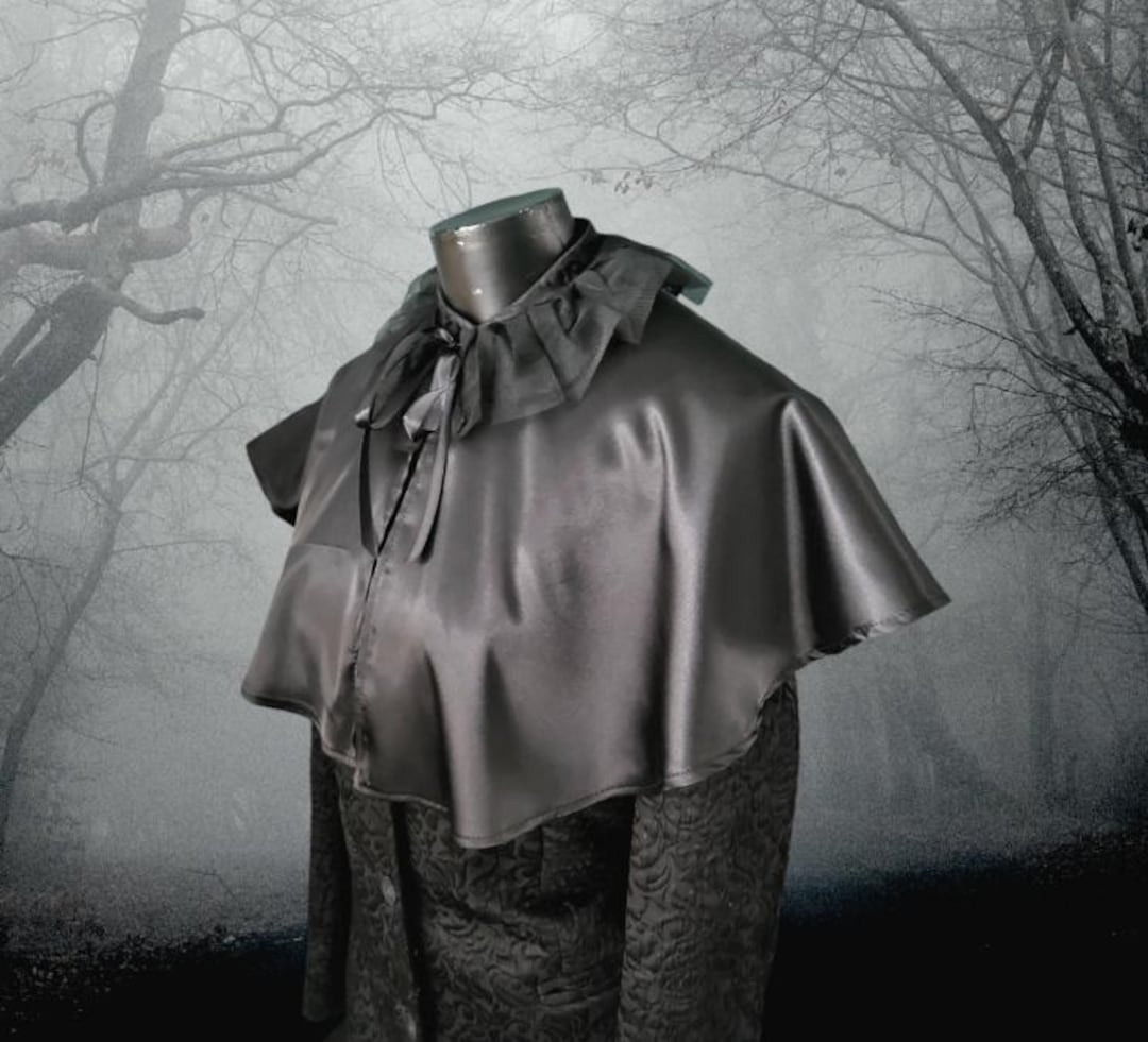 Black Satin Cape With Black Lace Collar Victorian Steampunk Wedding ...