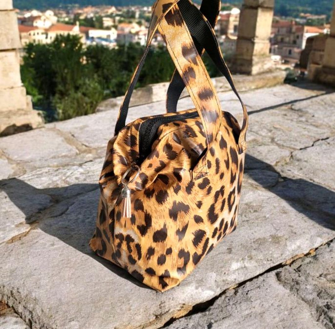 Handmade Leopard Print PVC Handbag, Red Jacquard Lined - Etsy