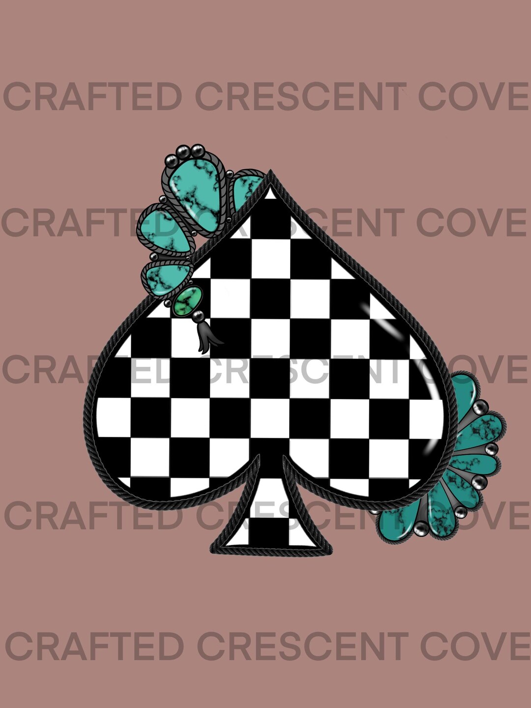 Checkered Spade Cowgirl Turquoise Western PNG Digital Design - Etsy