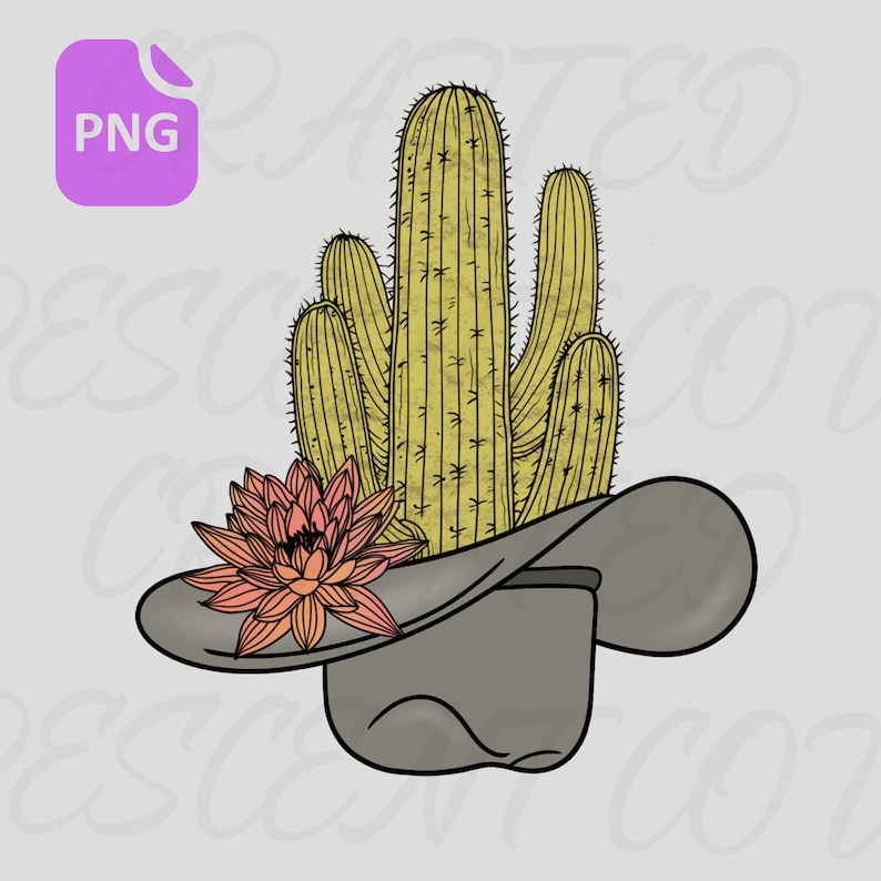 Cactus Cowboy Hat Western PNG Digital Design - Etsy