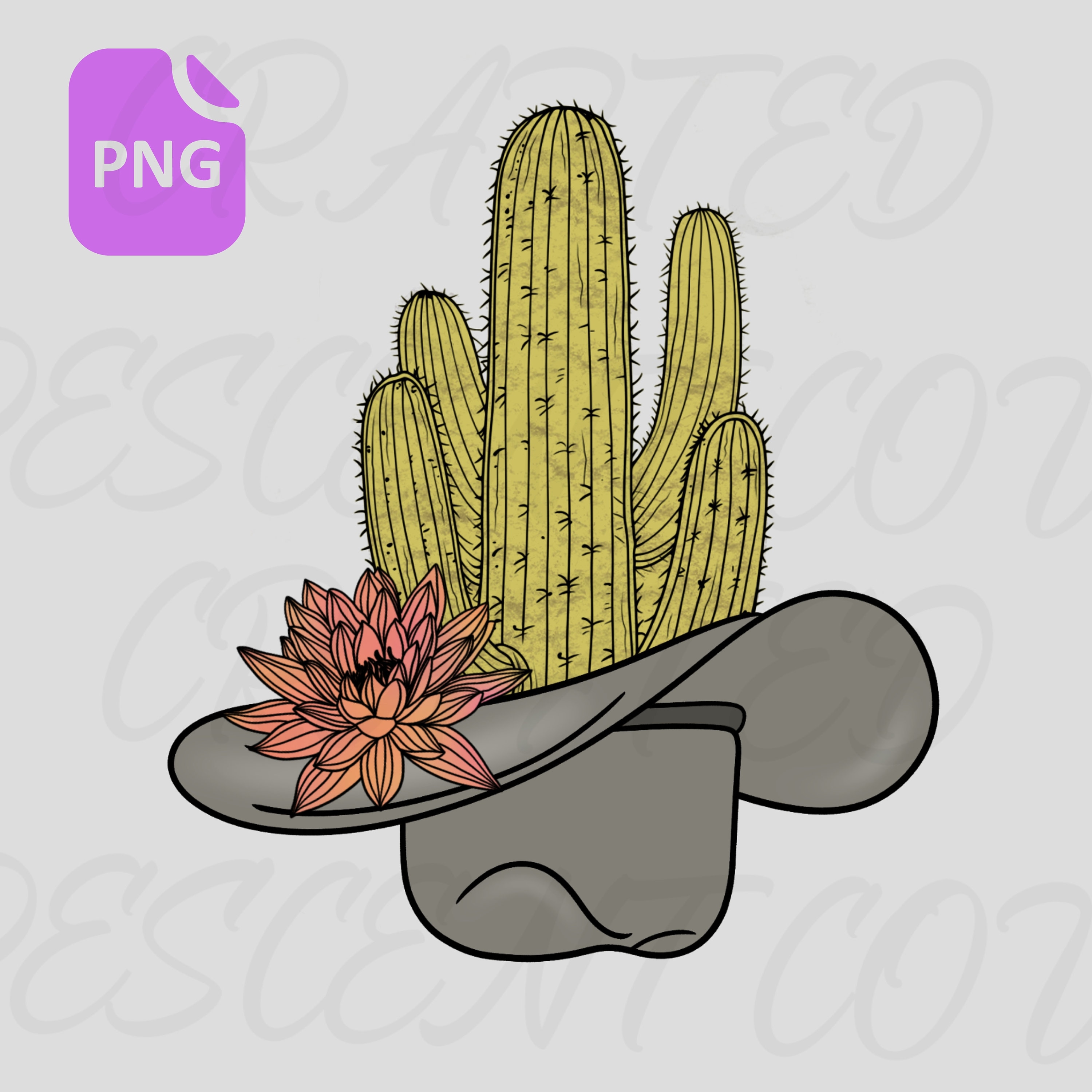Cactus Cowboy Hat Western PNG Digital Design - Etsy