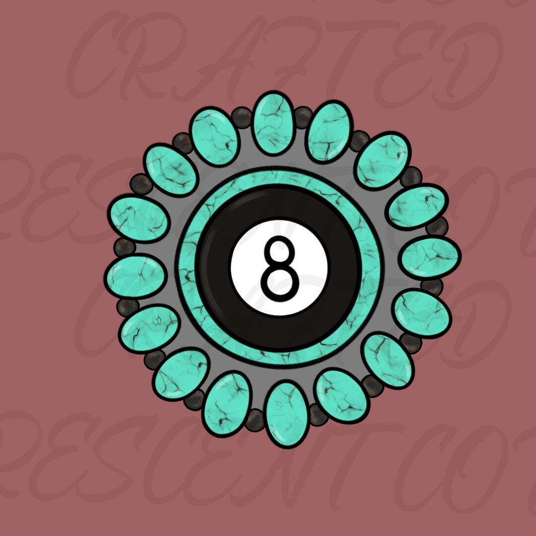 Turquoise 8-ball PNG Digital Design - Etsy