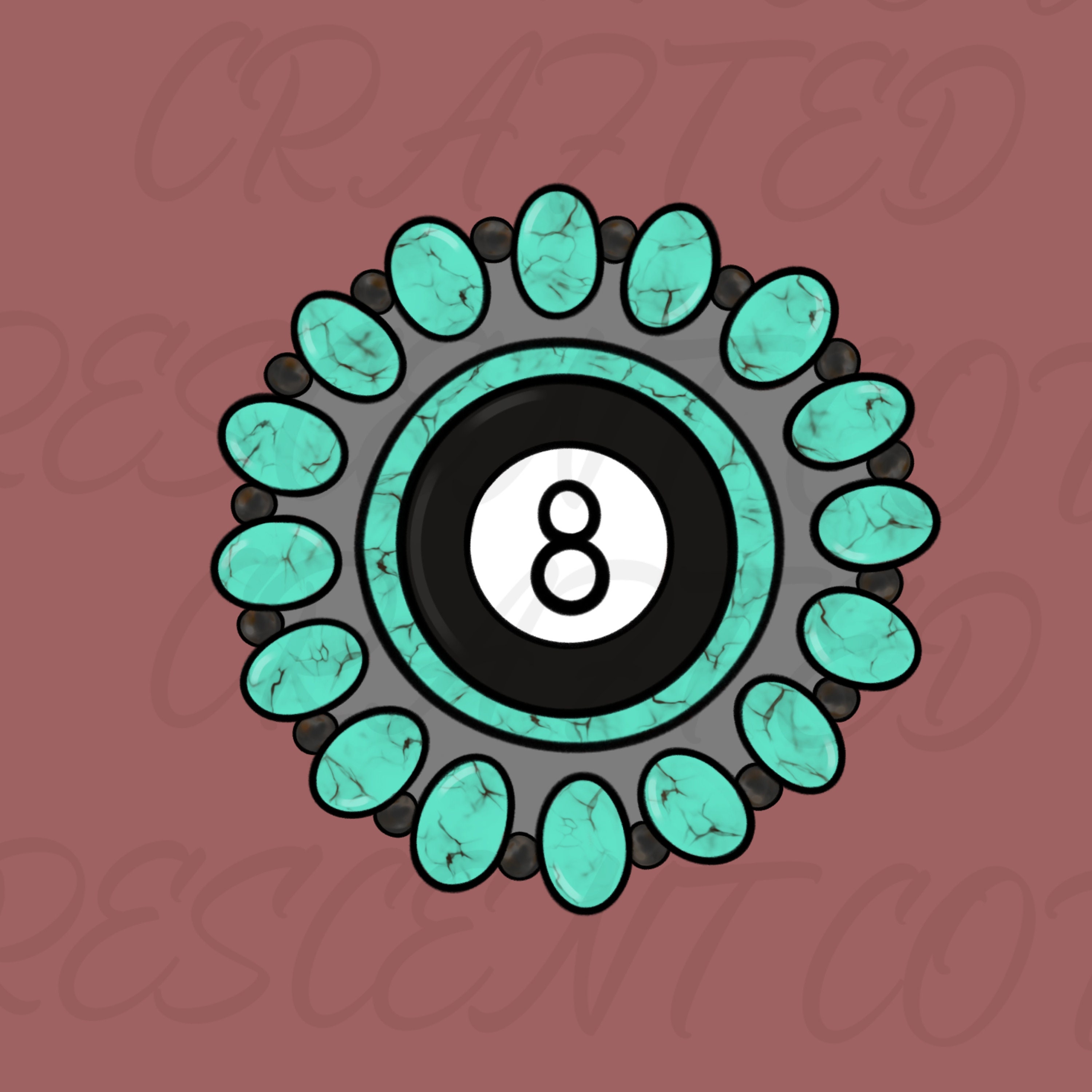 Turquoise 8-ball PNG Digital Design - Etsy