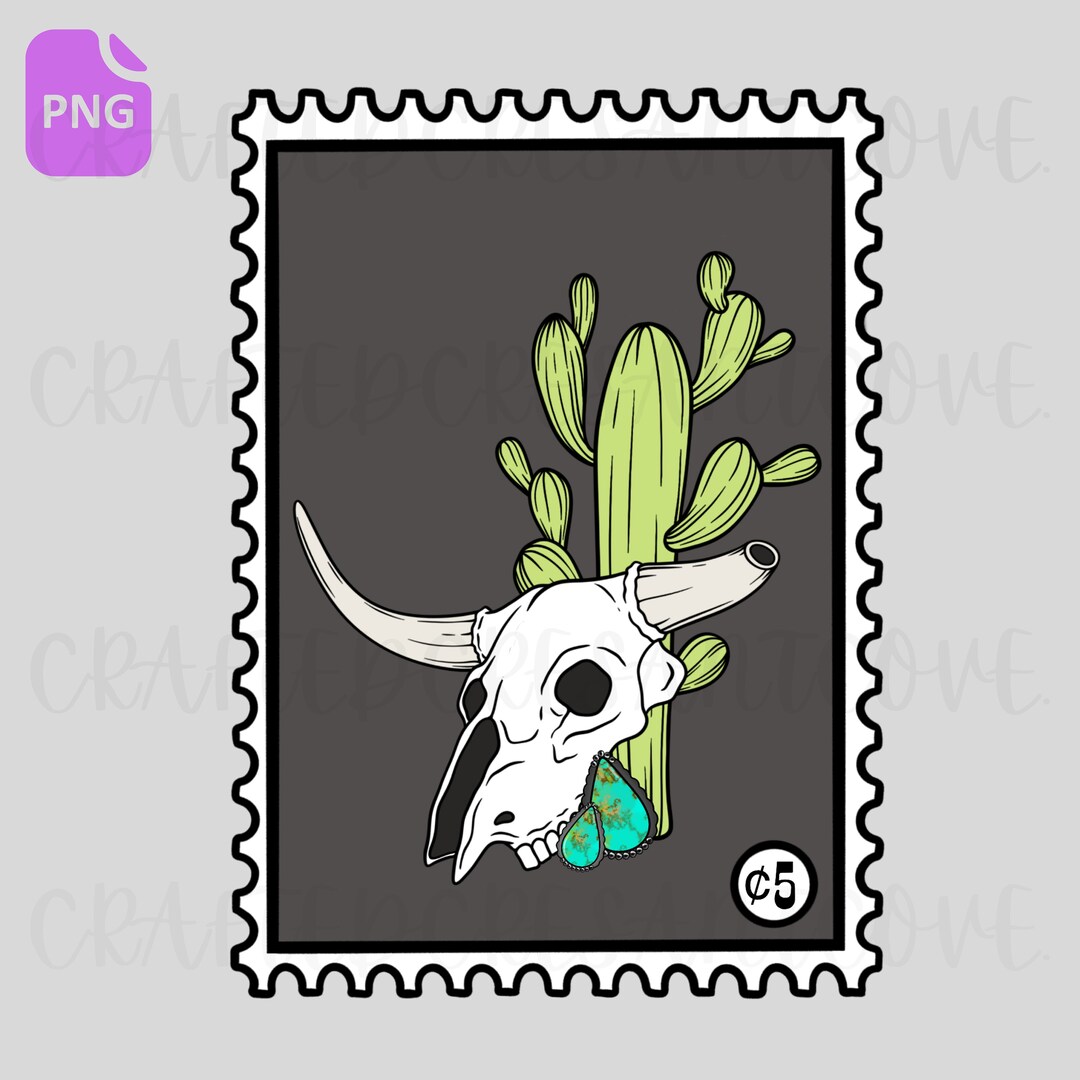 Western Postal Mailing Stamp PNG Digital Design - Etsy