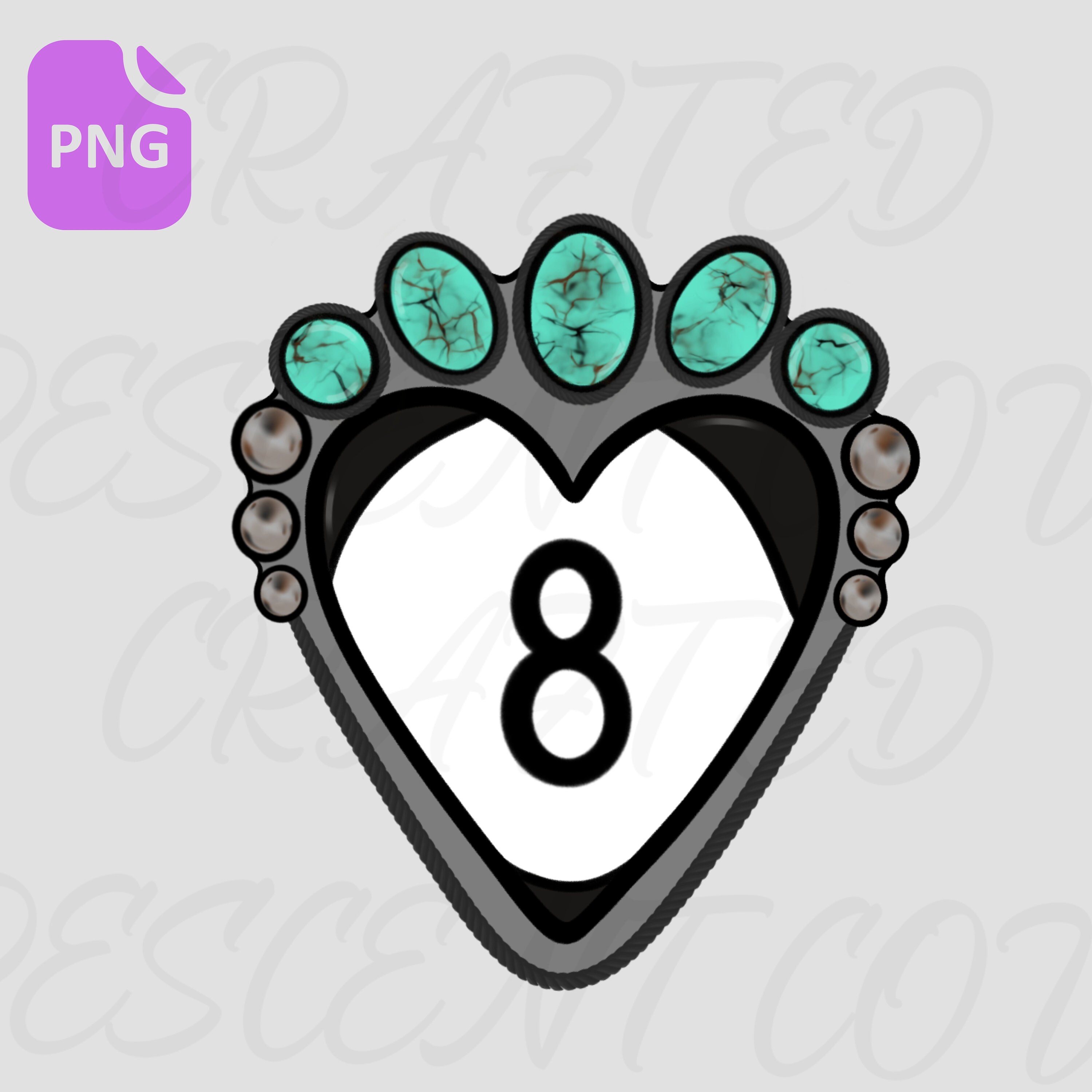 Turquoise Heart Gem Western PNG Digital Design - Etsy