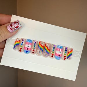 Bisexual Trans Nonbinary Pride Flag LGBTQ+ XXL Press on Nails With Custom Sizing Made to Order ...