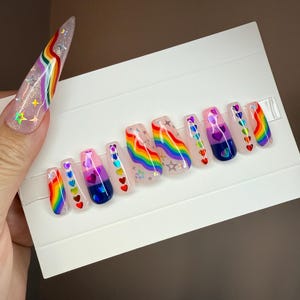 Bisexual Trans Nonbinary Pride Flag LGBTQ+ XXL Press on Nails With Custom Sizing Made to Order ...
