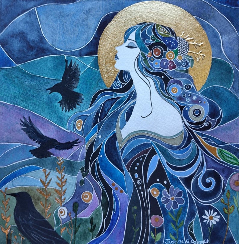 Giclée Print, Hand Gilded: the Morrigan - Etsy