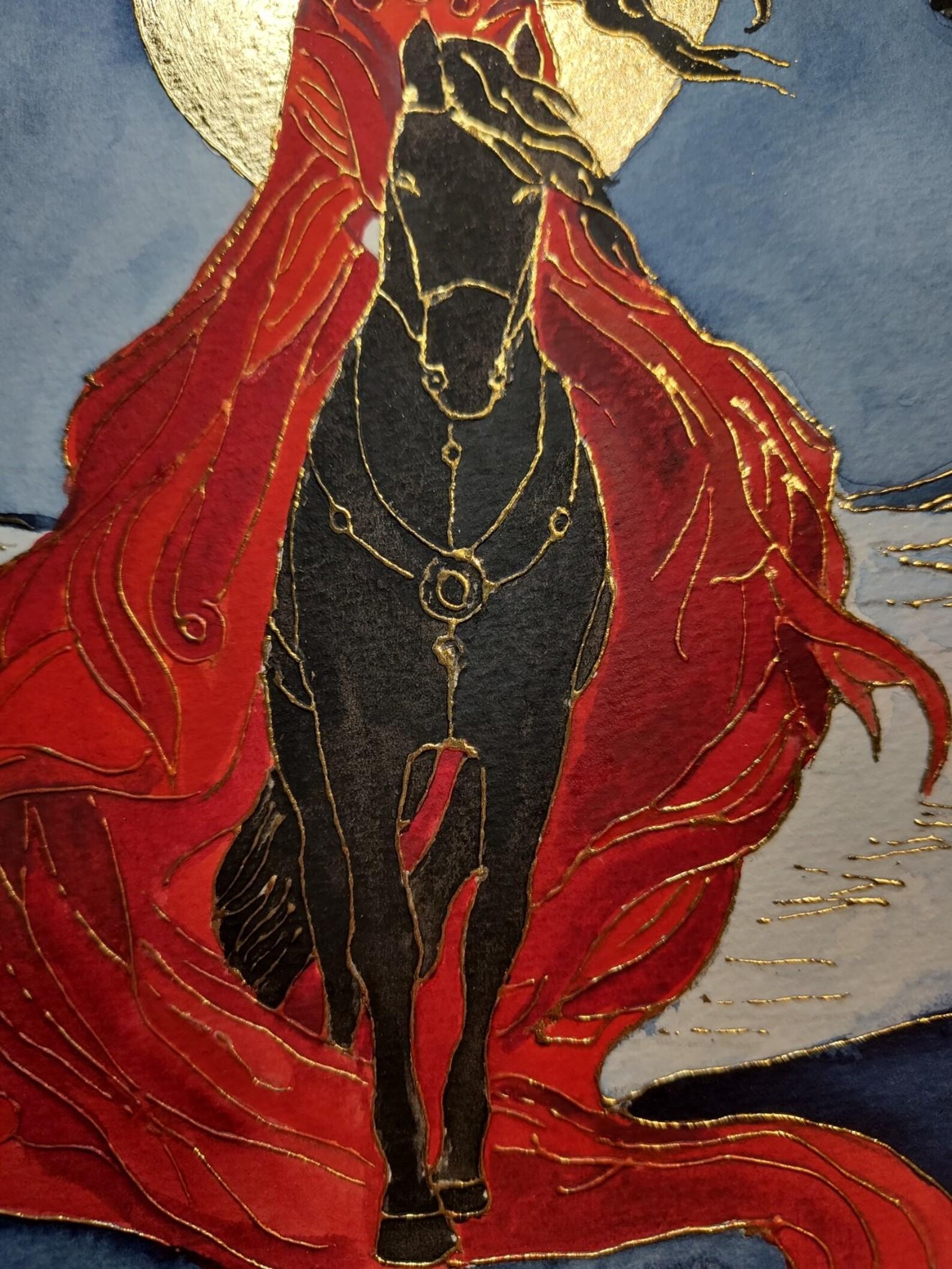 Giclée Print, Hand Gilded: Macha’s Crimson Veil - Etsy