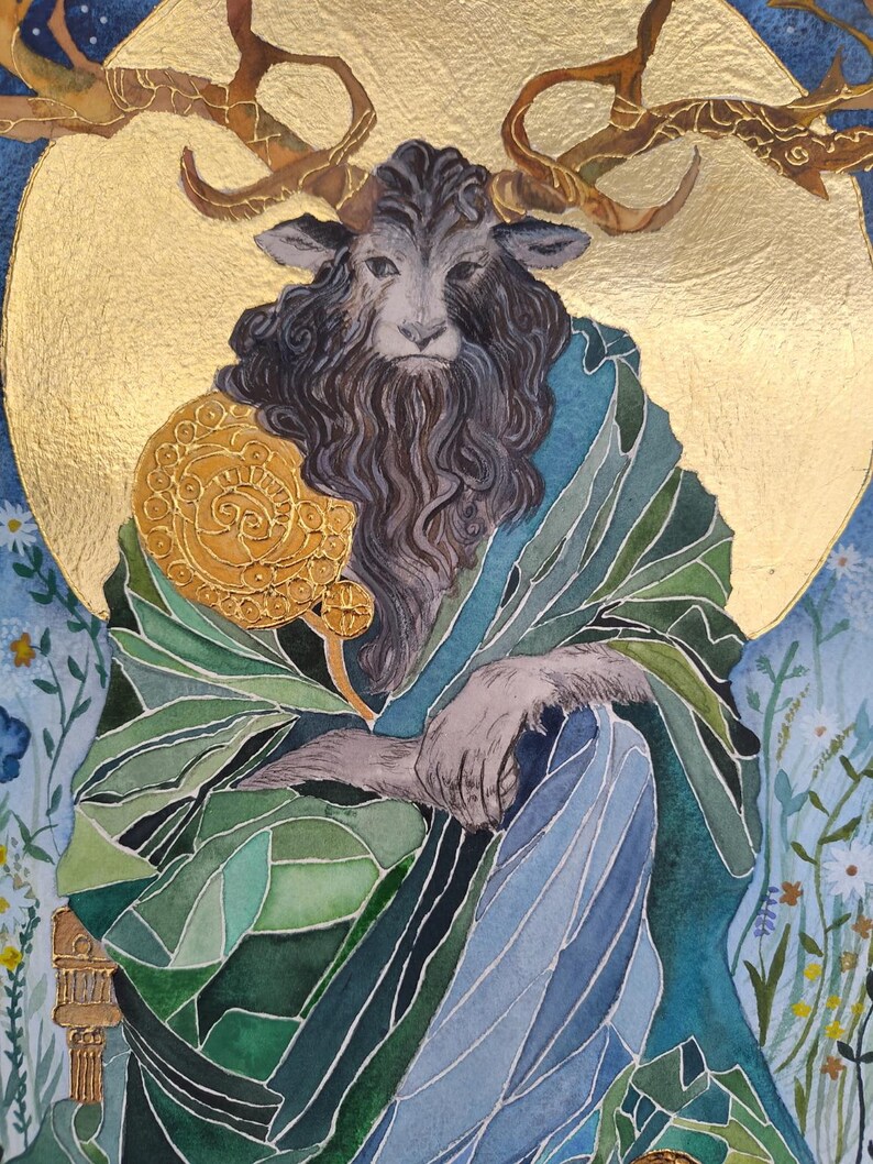 Giclée Print, Hand Gilded: Cernunnos, the Horned One - Etsy