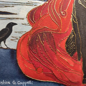 Giclée Print, Hand Gilded: Macha’s Crimson Veil - Etsy