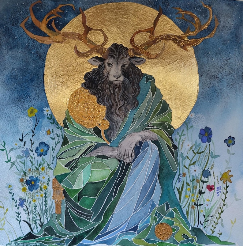 Giclée Print, Hand Gilded: Cernunnos, the Horned One - Etsy