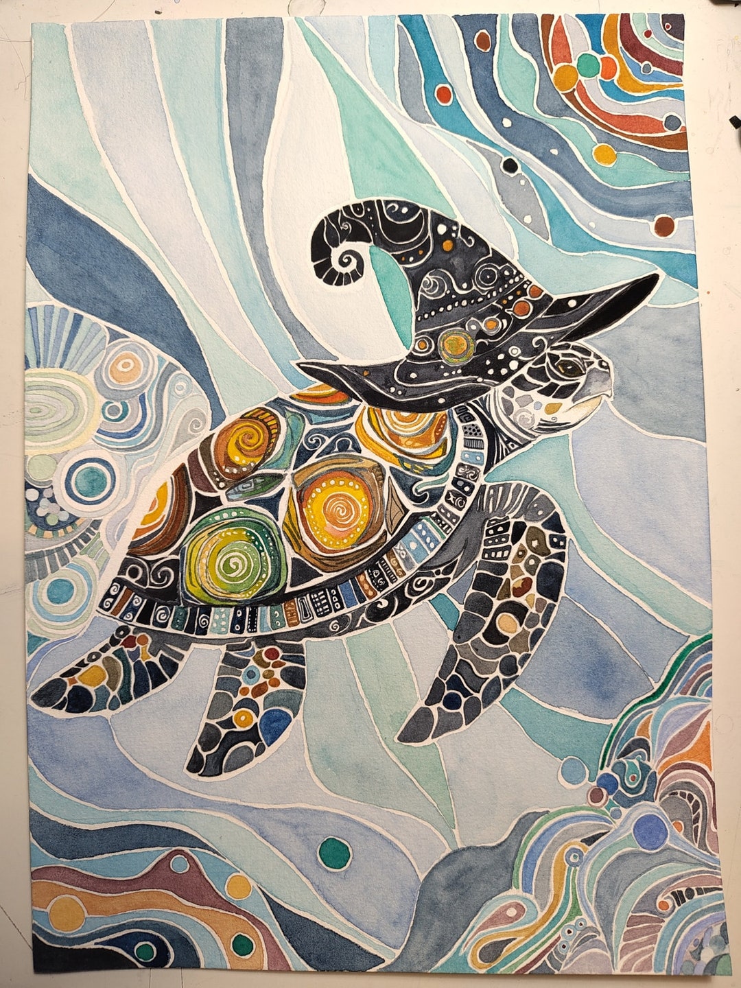 The Witch Turtle, Watercolor, Original Artwork, Witchcraft - Etsy
