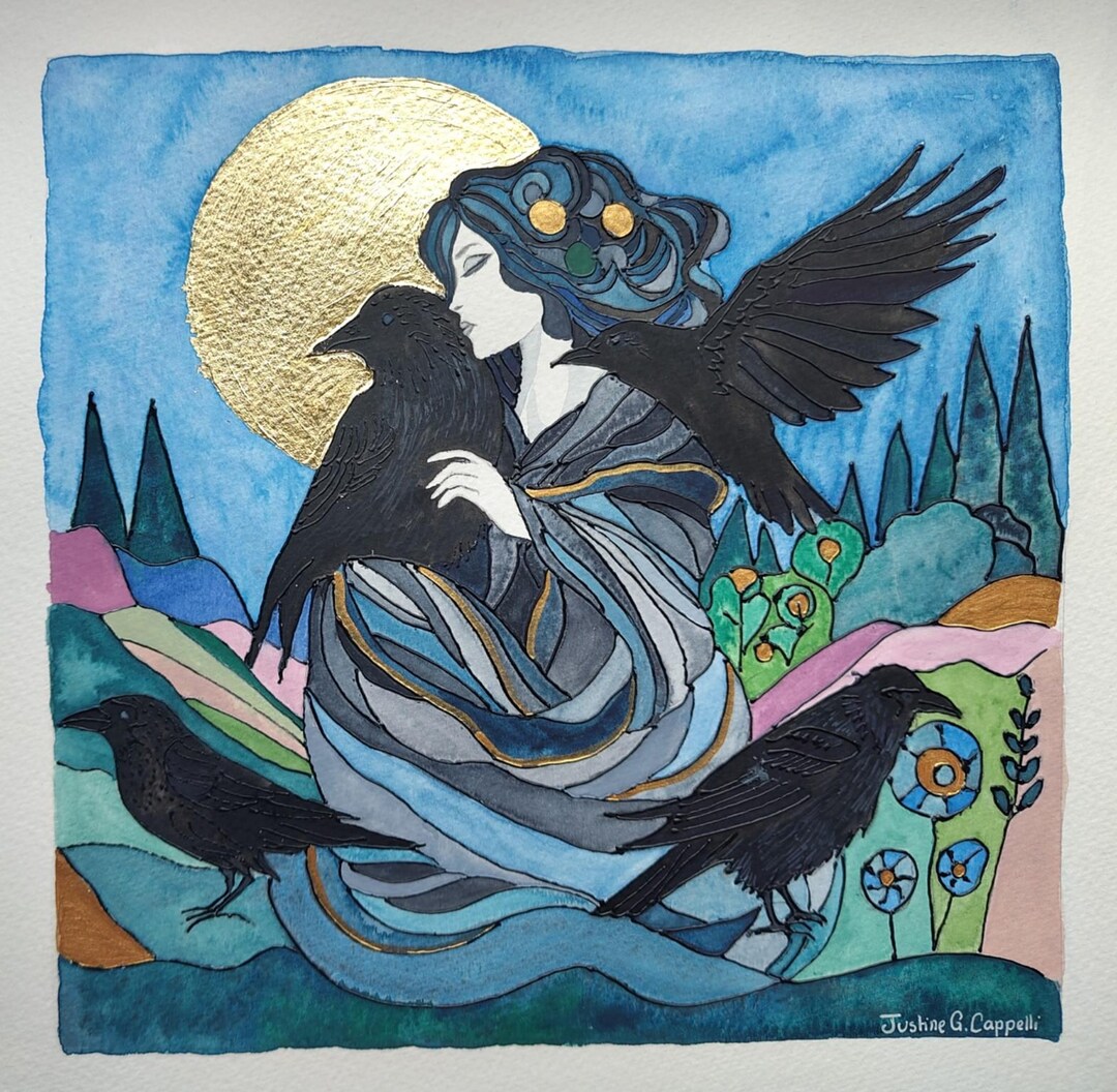 Giclée Print, Hand Gilded: the Raven Goddess. - Etsy