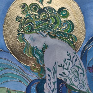 Giclée Print, Hand Gilded: Danu, Irish Mythological Goddess. Altar Art ...