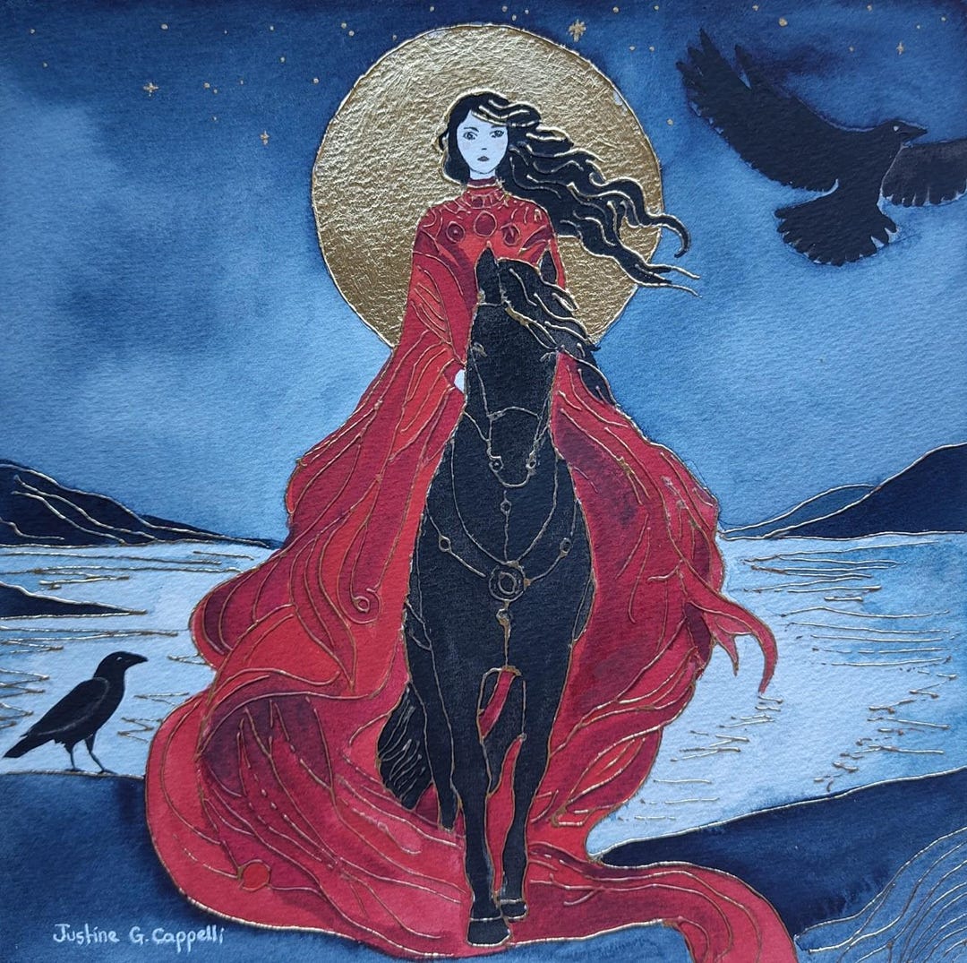 Giclée Print, Hand Gilded: Macha’s Crimson Veil - Etsy